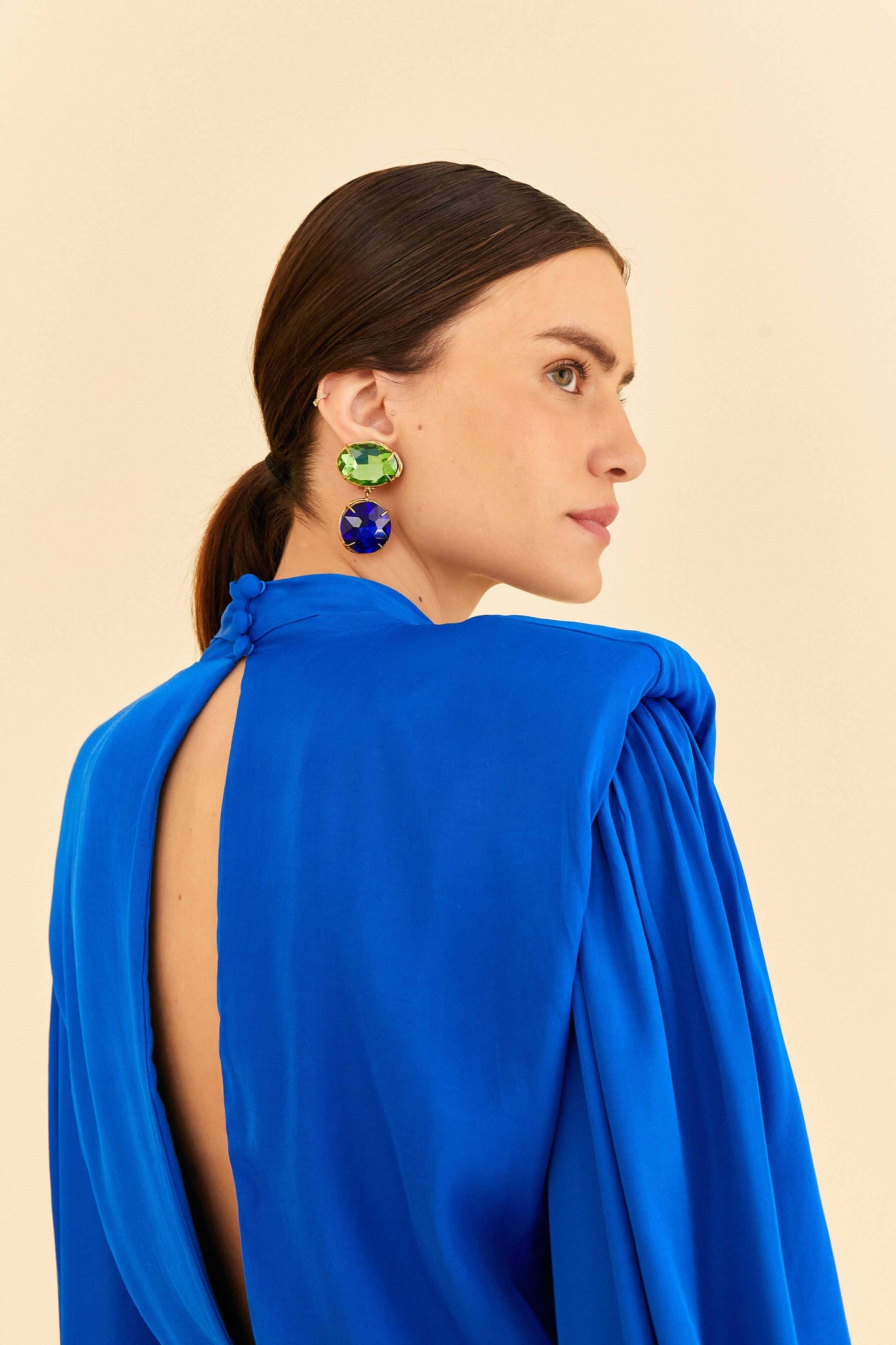 Blue Shoulder Pads Maxi Dress – FARM Rio